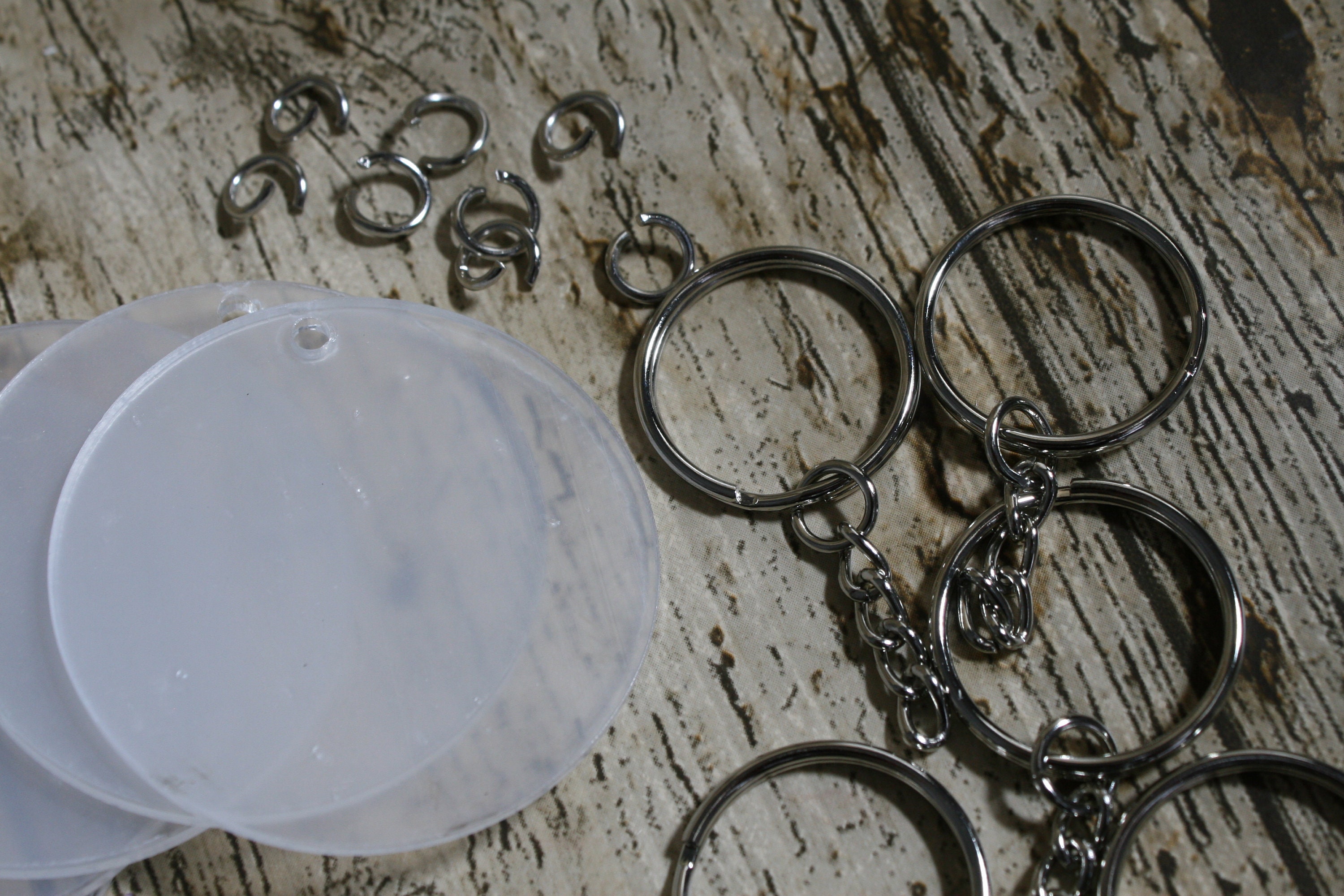 Clear Round Acrylic Blanks With Silver Tone Keyring Chains | Etsy UK