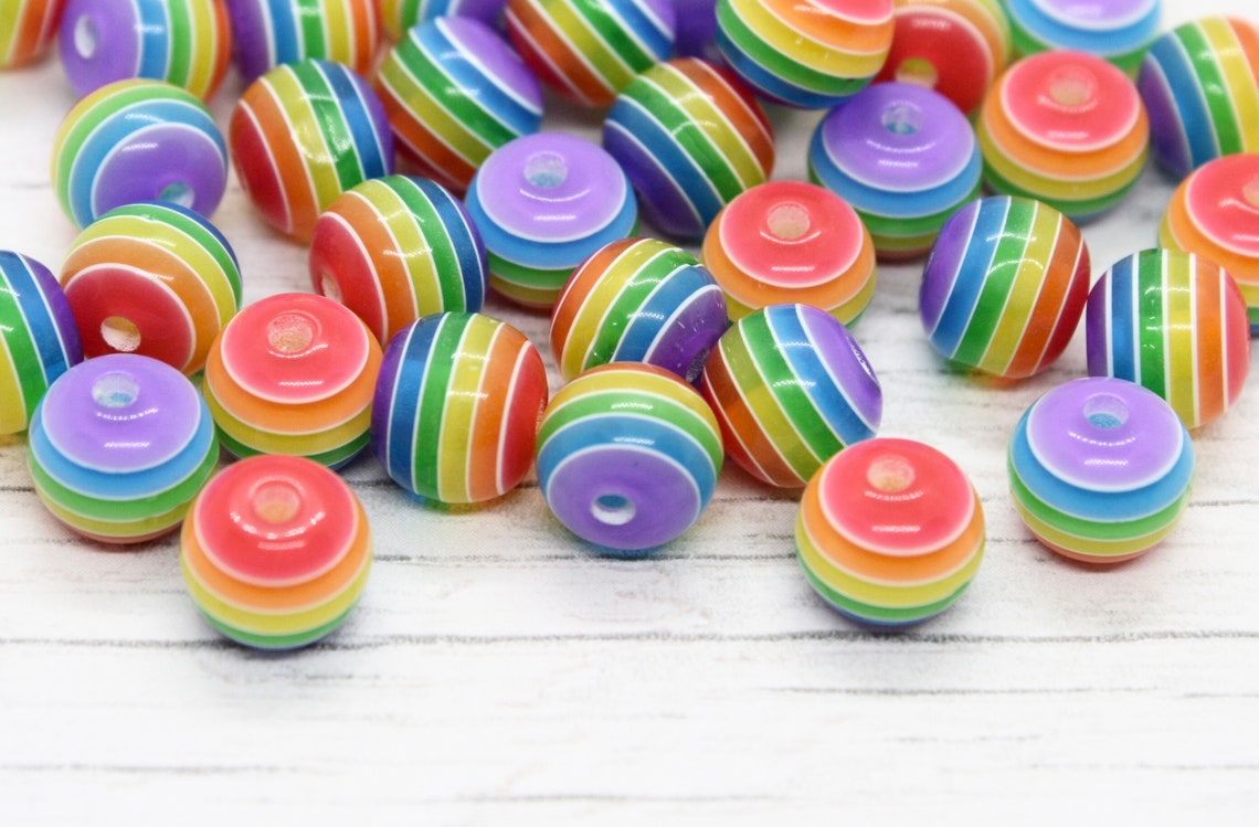 10 X Rainbow Beads 8mm Rainbow Beads Craft Supplies | Etsy