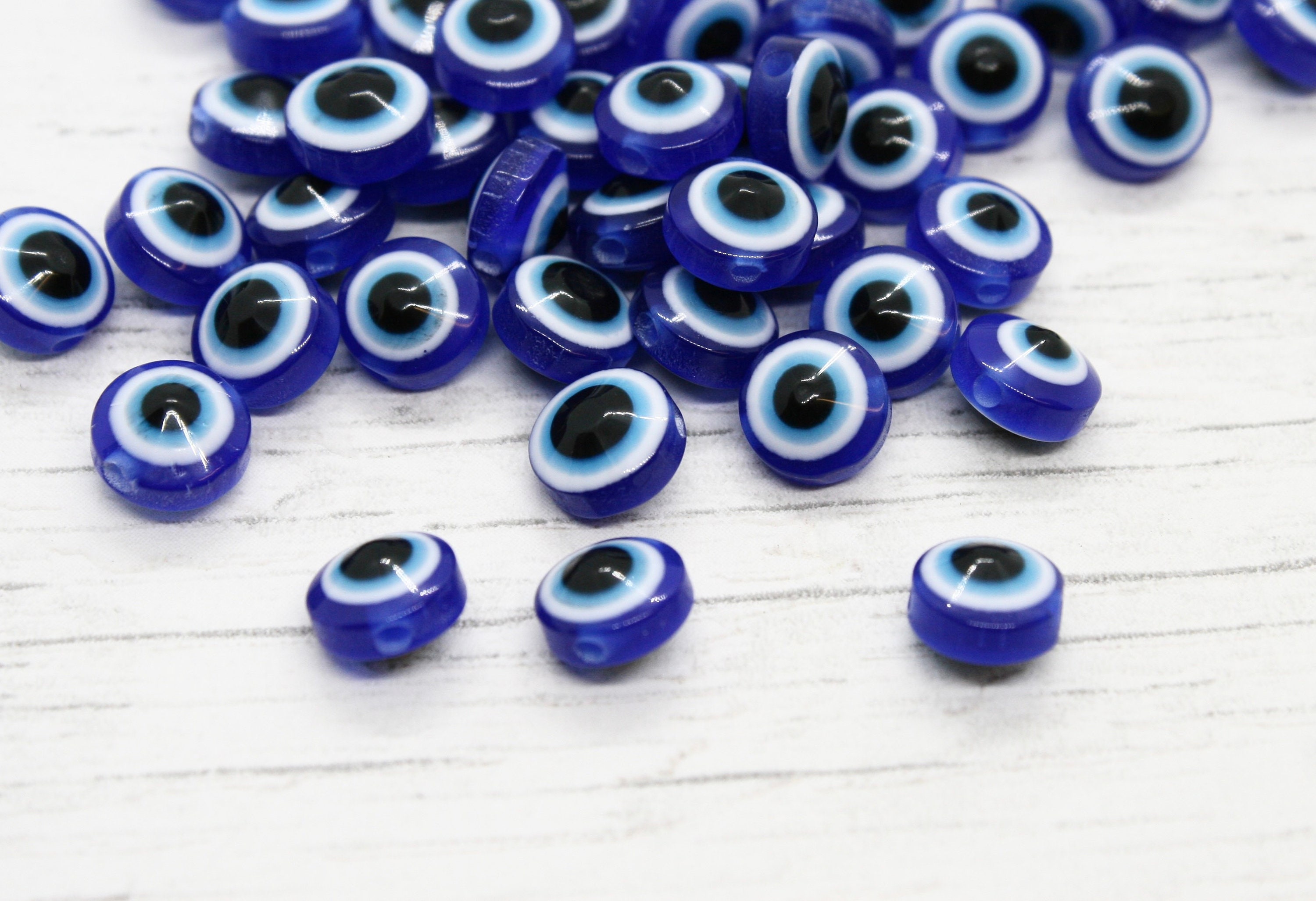 25 X Evil Eye Beads With Hole 8mm and 10mm Craft Supplies - Etsy
