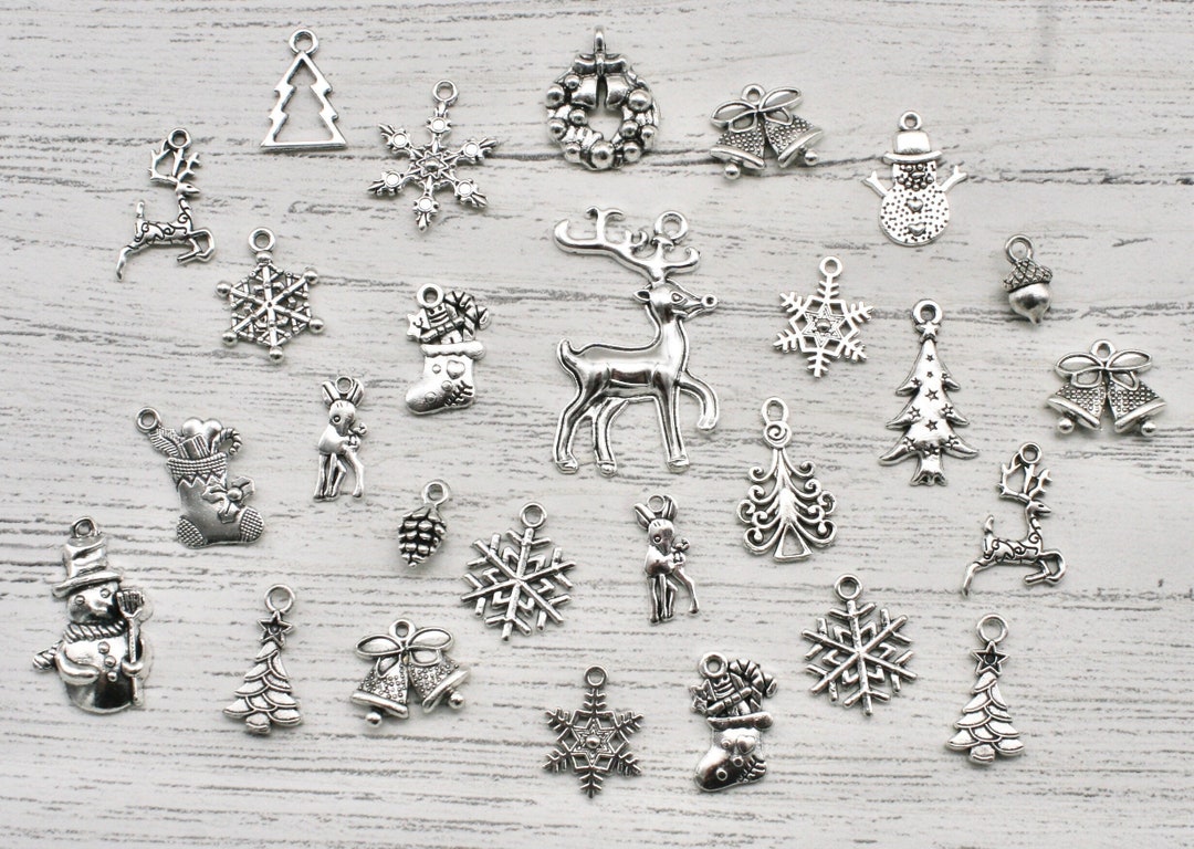 10 X Silver Tone Christmas Mixed Charms Jewellery Making - Etsy