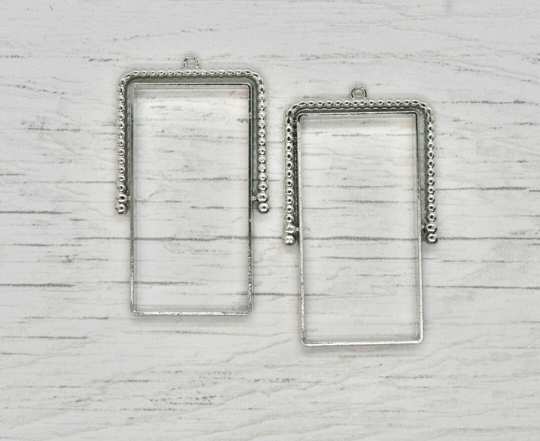 Rectangle Shape Rotating Bezels, Set of 2 Open Back Blank Metal ...