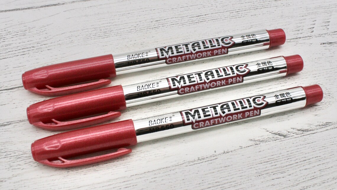 Red Metallic Pen Metallic Red Felt Tip Pen Stationery | Etsy
