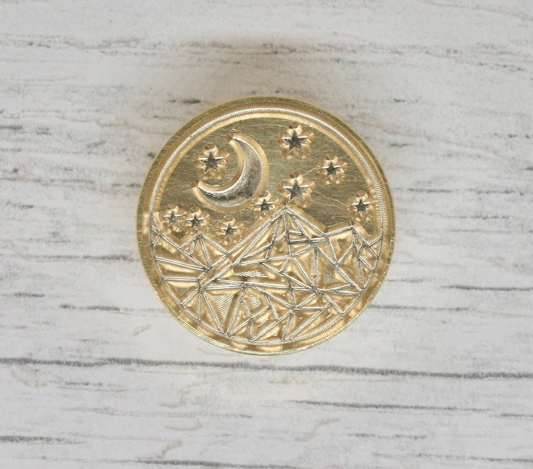 Geo Mountains and Stars Metal Wax Stamp Head, Wax Seal Head, Mountain ...
