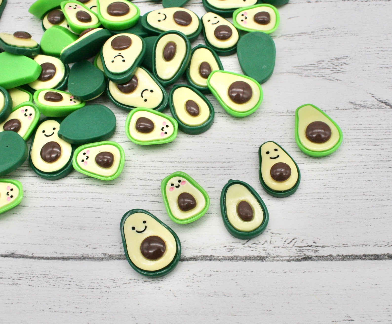 5 X Avocado Charms, Kawaii Avocado Charm, Jewellery Making, Food Charm ...