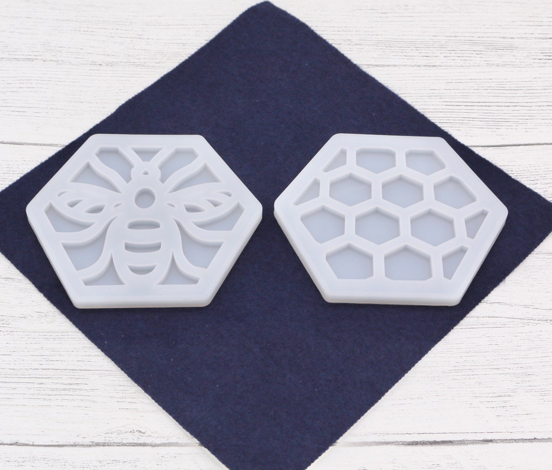 Bee and Honeycomb Hexagon Coaster Silicone Mould, Bee Coaster, Resin ...