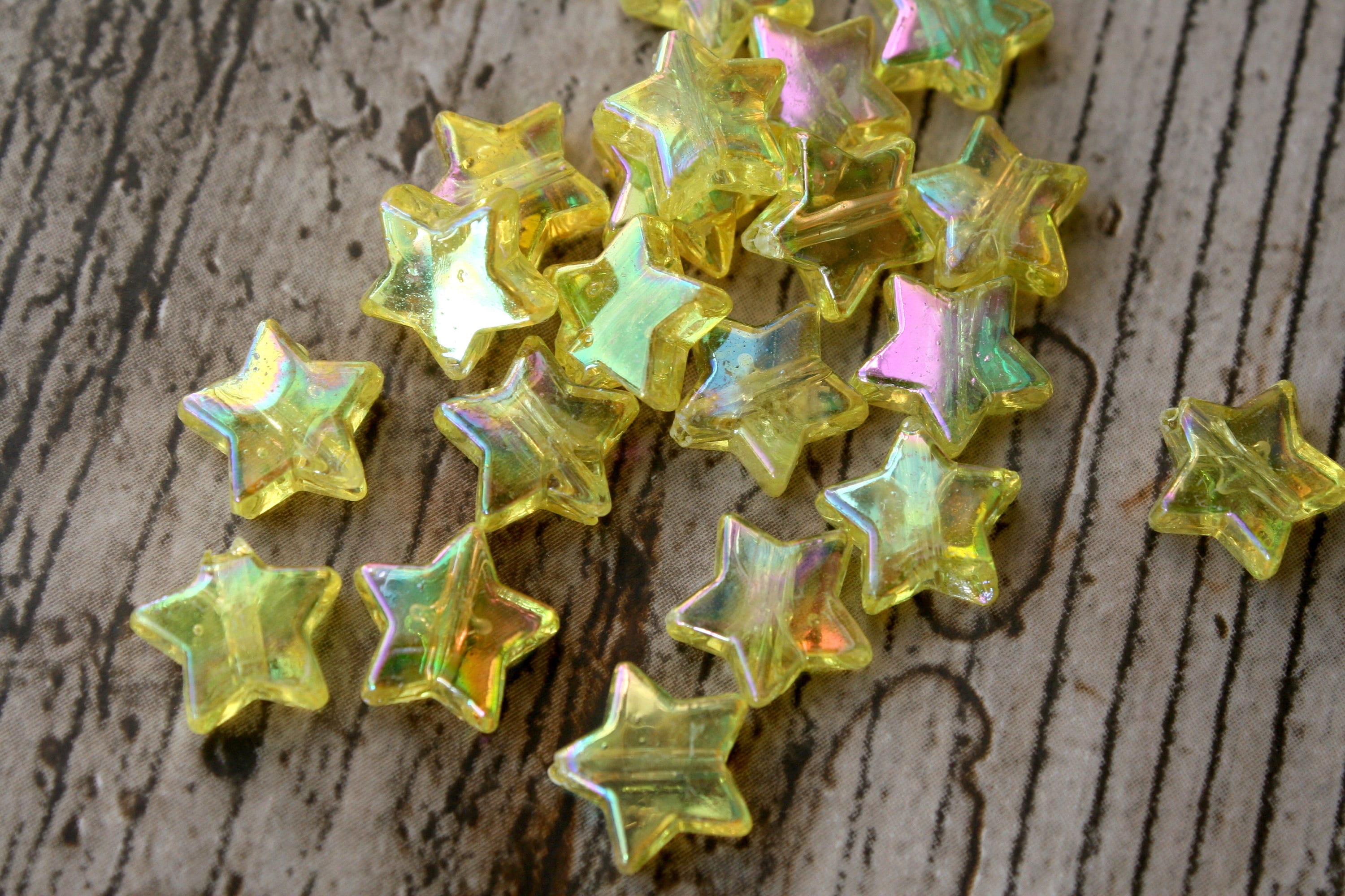 20 X Yellow Acrylic Star Beads With Hole Craft Supplies Star - Etsy