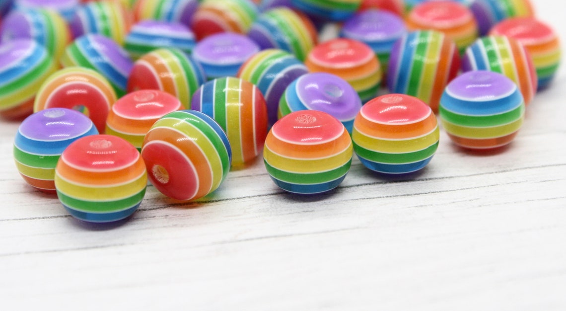 10 X Rainbow Beads 8mm Rainbow Beads Craft Supplies | Etsy