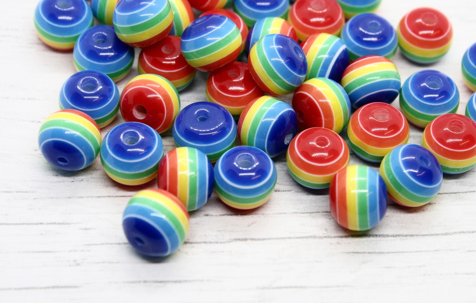 10 X Colourful Rainbow Beads 10mm and 12mm Charms Craft | Etsy