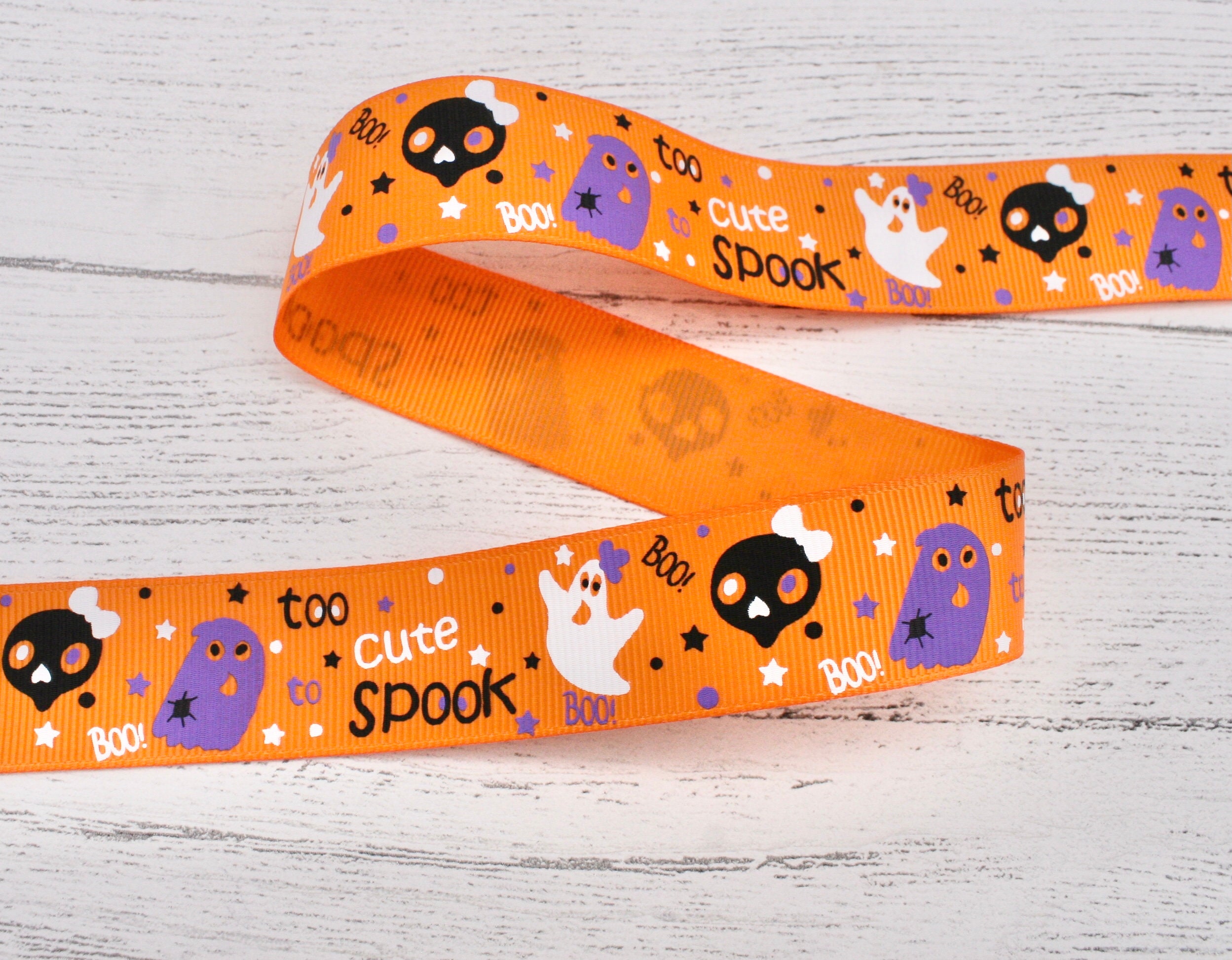 1.5 Meters Spooky Ghost Ribbon 2.5cm Wide Orange With Black - Etsy UK