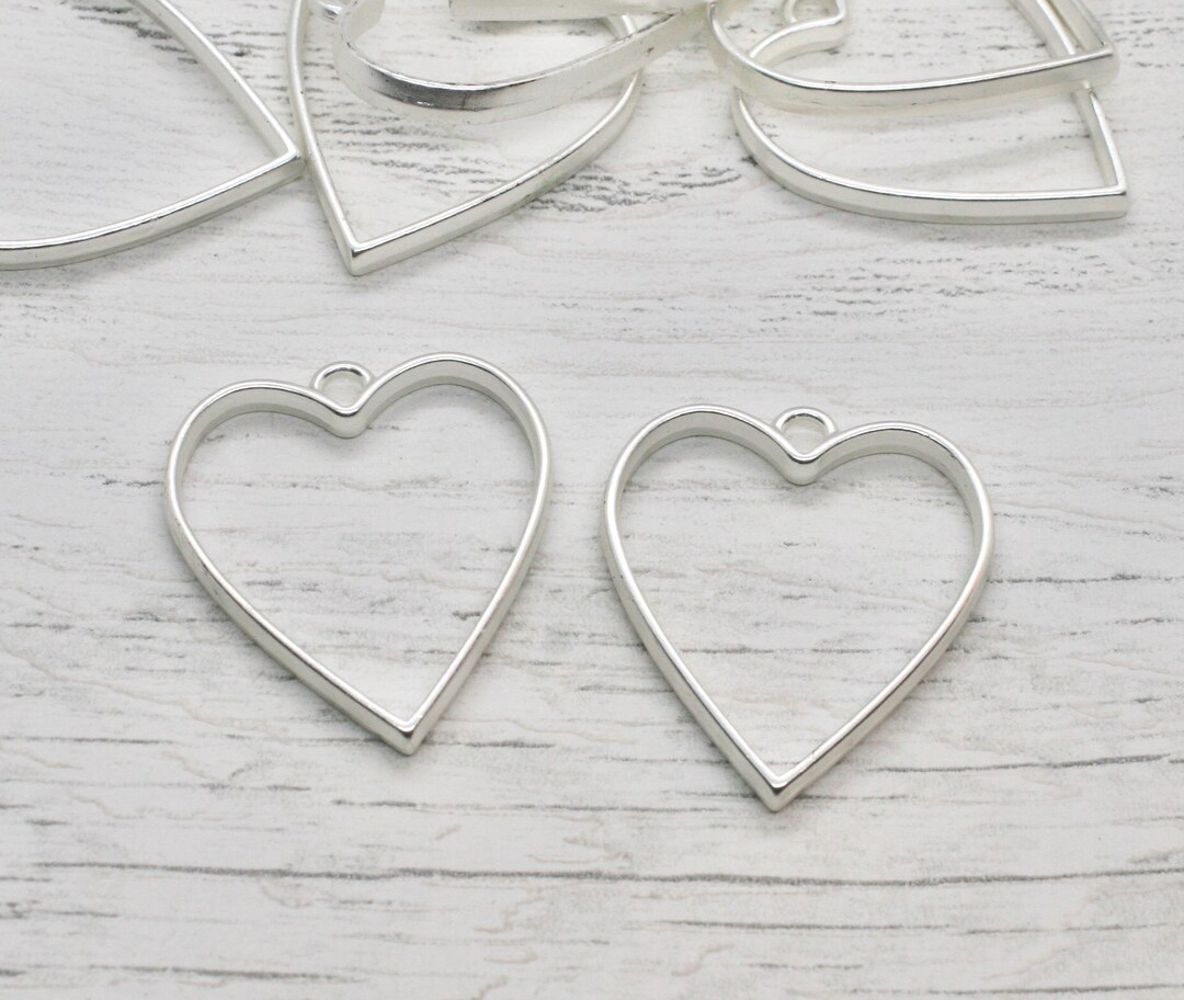 Heart Shape Matt Silver Tone Open Back Blank Metal Bezels, Heart Bezel ...
