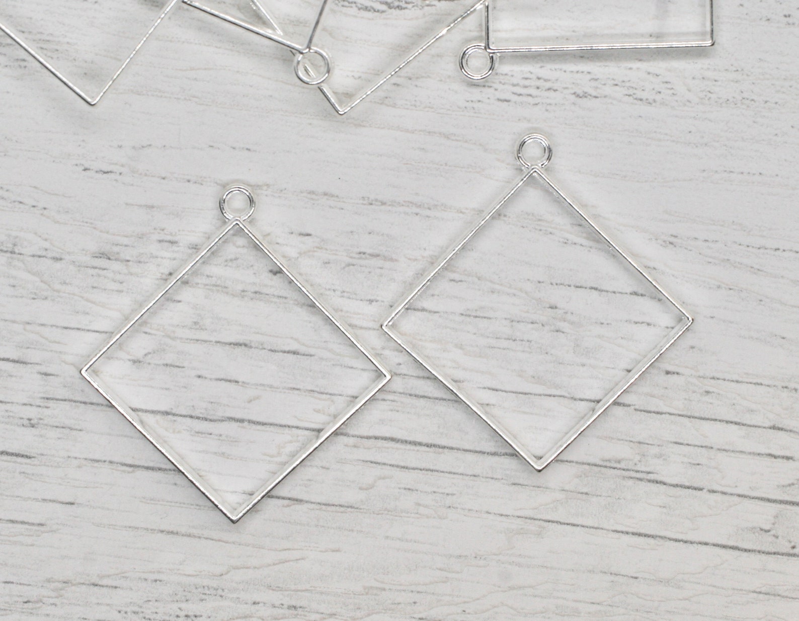 Diamond Bezel Set of 2 Open Back Blank Metal Bezels Rhombus - Etsy