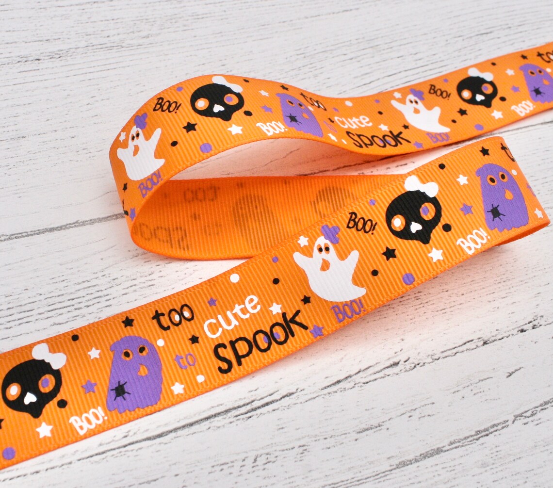 1.5 Meters Spooky Ghost Ribbon 2.5cm Wide Orange With Black - Etsy UK