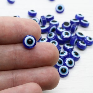 25 X Evil Eye Beads With Hole, 8mm and 10mm, Craft Supplies, Evil Eye ...