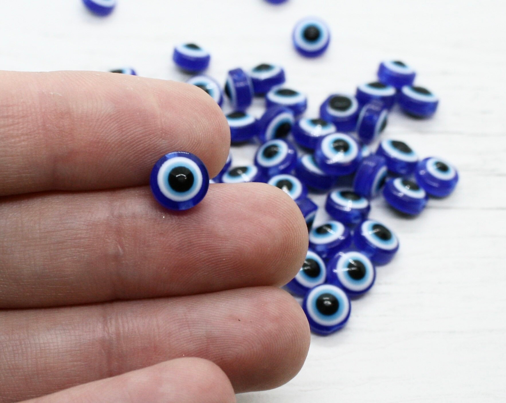 25 X Evil Eye Beads With Hole 8mm and 10mm Craft Supplies - Etsy