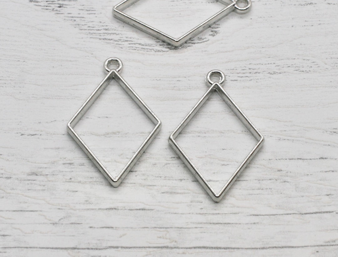 Diamond Bezel - Set of 2 Open Back Blank Metal Bezels, Bezel Blanks ...