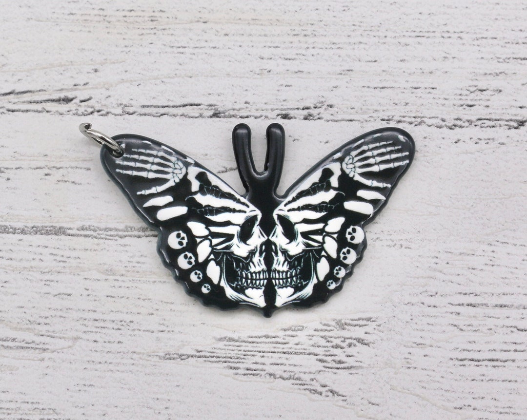 Skull Death Moth Charm in Black and White, Jewellery Making, Craft ...