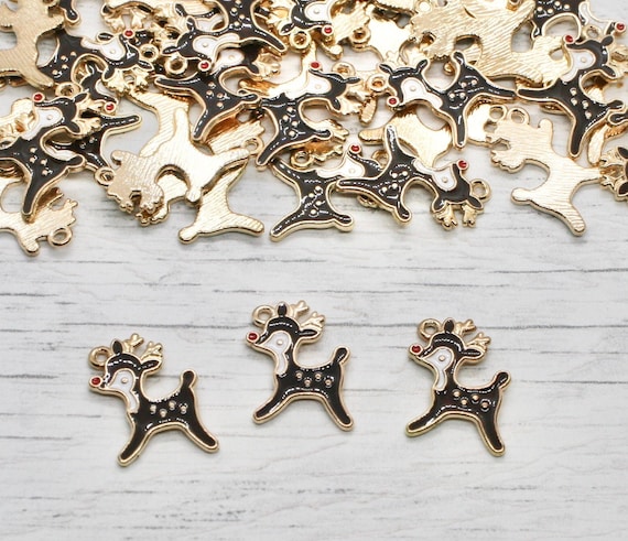Enamel Reindeer Charms Christmas Charm Jewellery Making Metal Charm Enamel Craft Supplies Charms Zinc Alloy Bracelet Earring Etsy