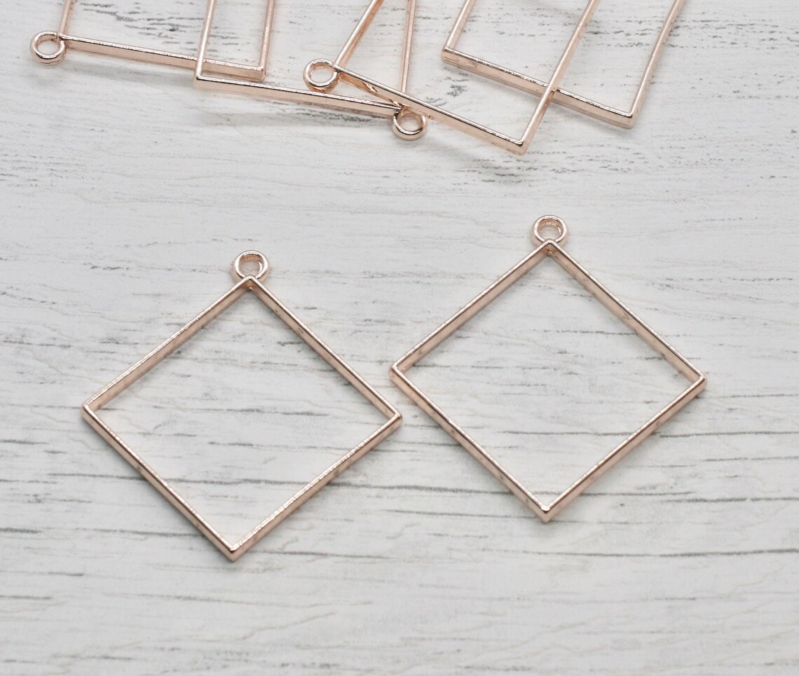 Diamond Bezel Set of 2 Open Back Blank Metal Bezels Rhombus - Etsy