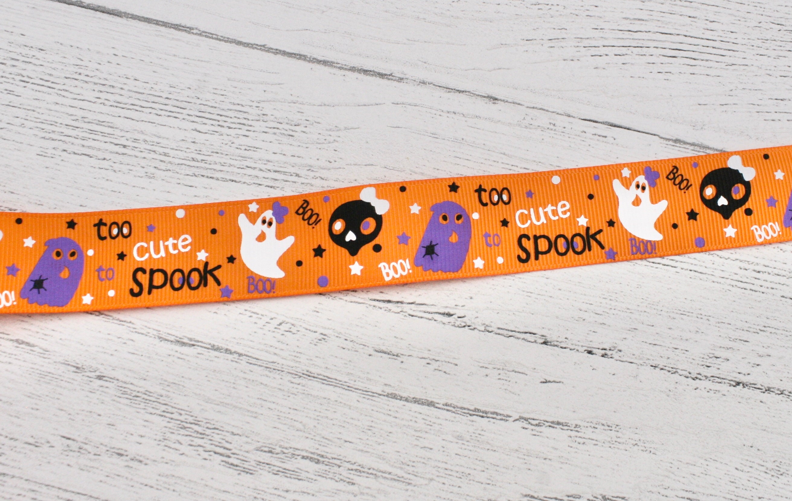 1.5 Meters Spooky Ghost Ribbon 2.5cm Wide Orange With Black - Etsy UK