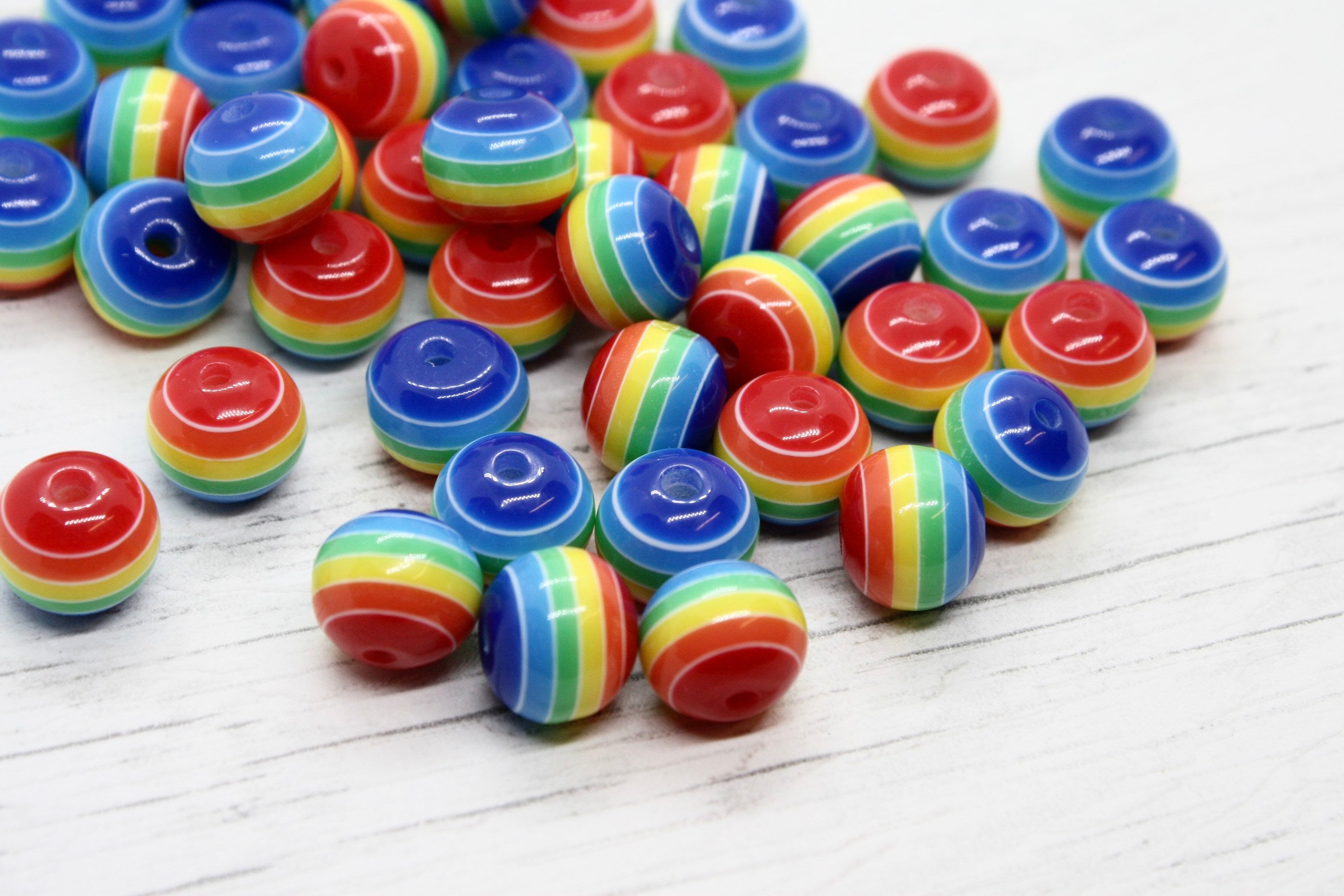 10 X Colourful Rainbow Beads 10mm and 12mm Charms Craft - Etsy