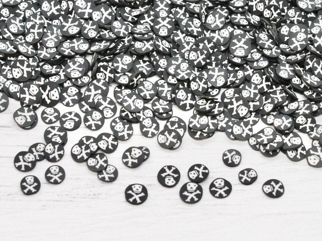 10g Black Skull and Cross Bones Fimo Slices, Resin Art, Resin Craft ...