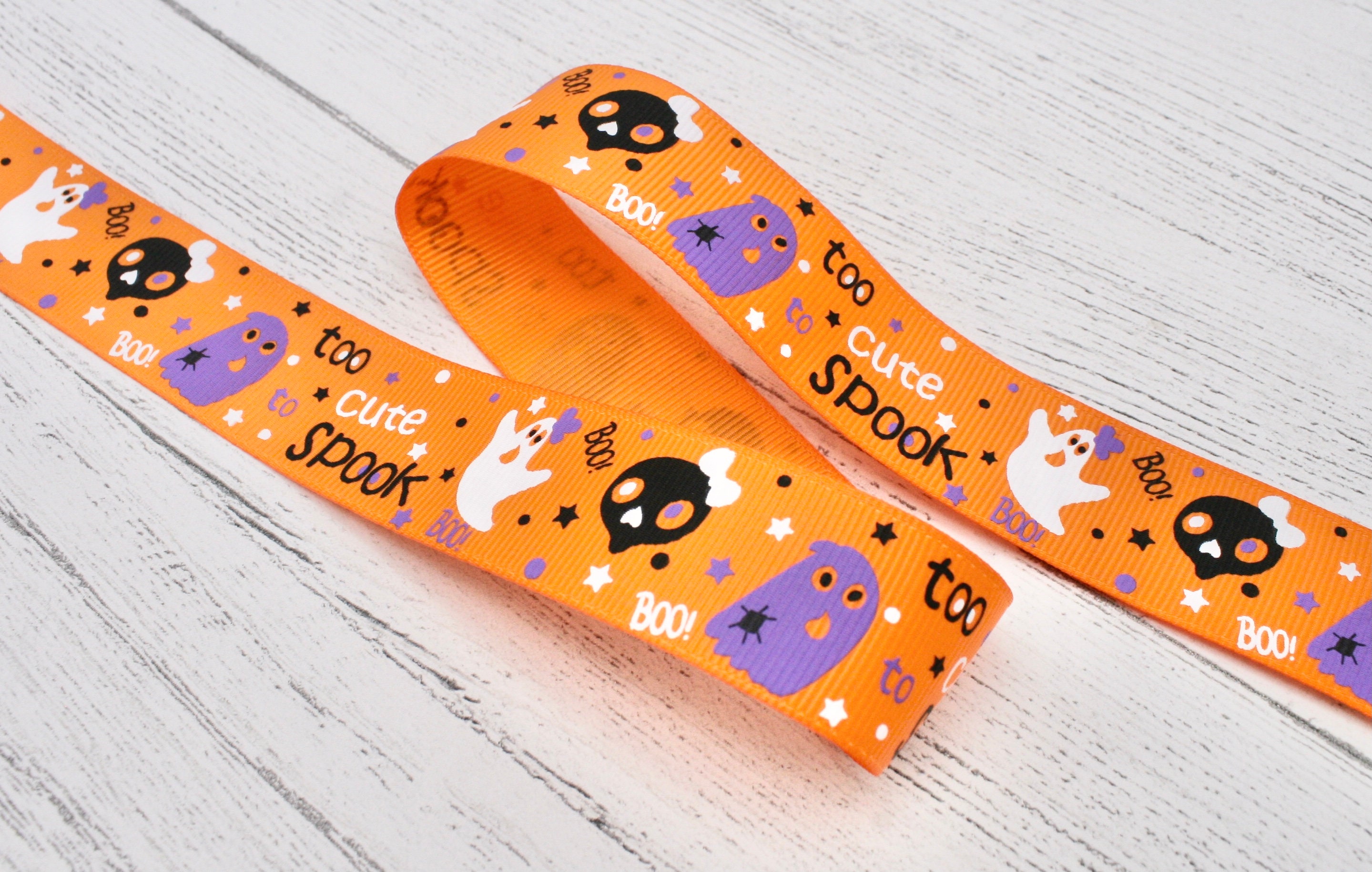 1.5 Meters Spooky Ghost Ribbon 2.5cm Wide Orange With Black - Etsy UK