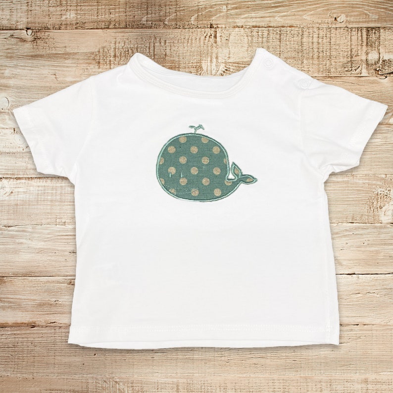 Organic Cotton Whale Baby Onesie Bodysuit T-Shirt Unisex Embroidered ...