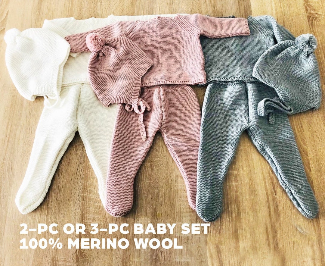 Merino Wool 2 or 3 Piece Baby Set / Winter Baby Outfit Clothes ...
