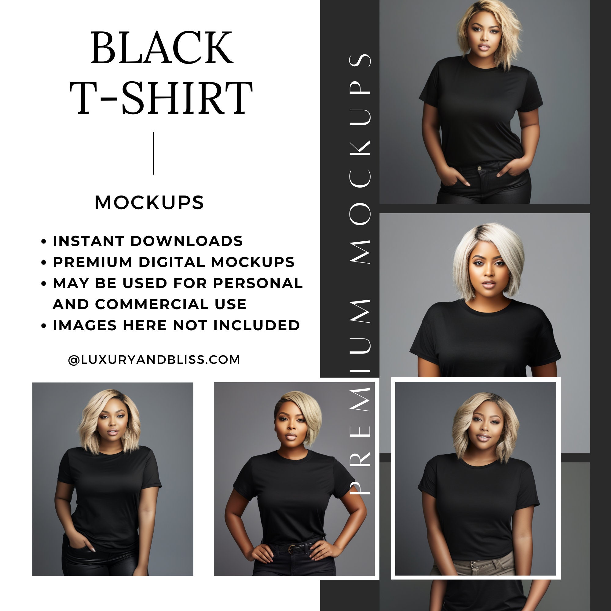 Premium Black Tshirt Mockup Black Model Mockup Black Model Tshirt ...
