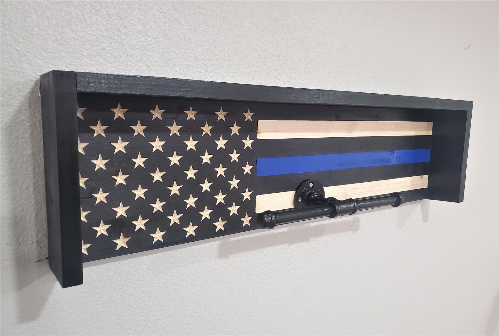 Engraved Personalized Police Duty Gear Rack - Thin Blue Line ...