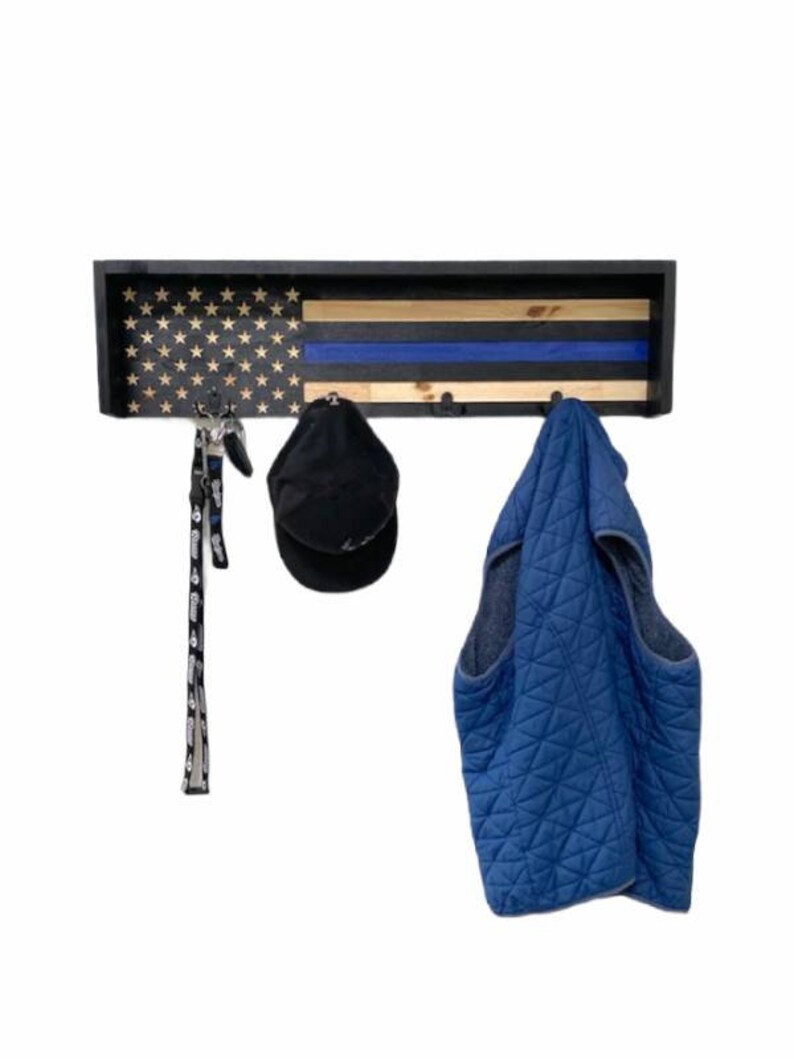 Engraved Personalized Police Gear Rack Thin Blue Line | Etsy