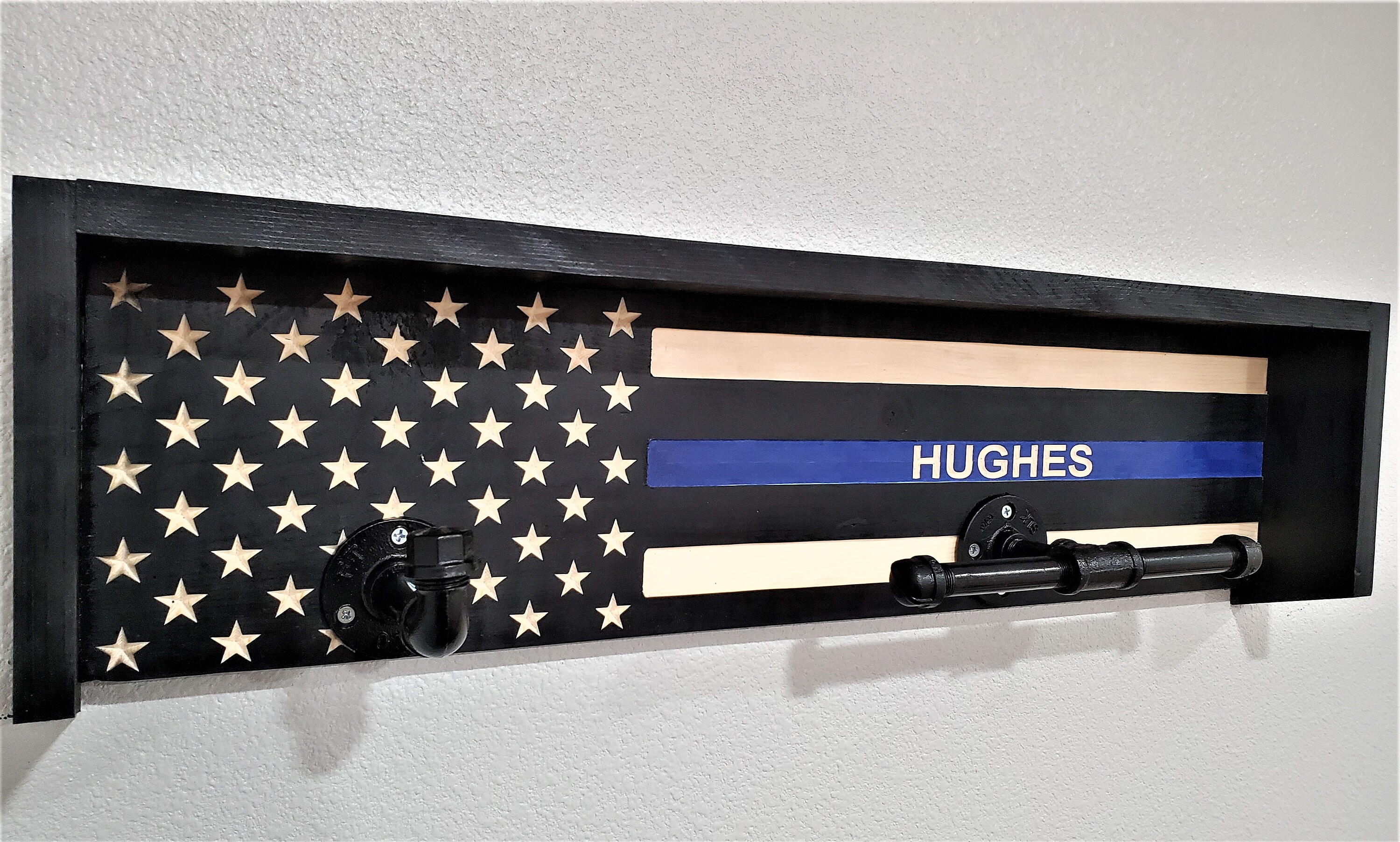 Engraved Personalized Police Gear Rack Thin Blue Line | Etsy
