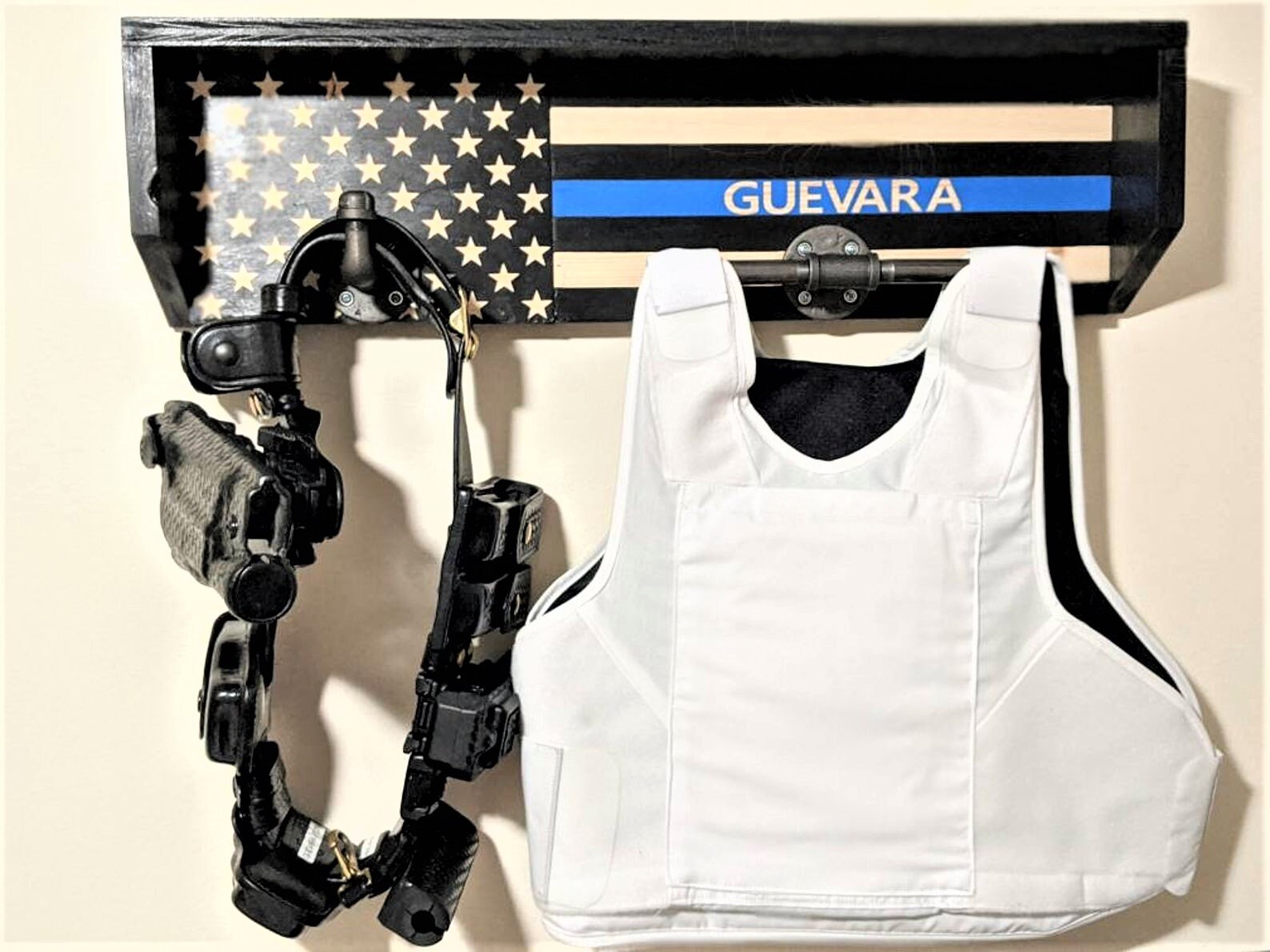 Engraved Personalized Police Duty Gear Rack Thin Blue Line | Etsy