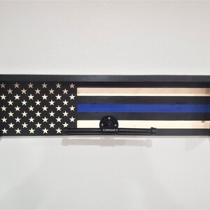 Engraved Personalized Police Gear Rack - Thin Blue Line - Galvanized ...