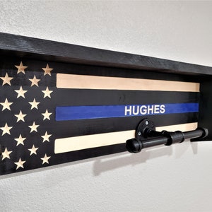 Engraved Personalized Police Gear Rack - Thin Blue Line - Galvanized ...