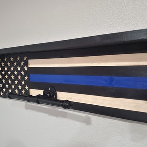 Engraved Personalized Police Duty Gear Rack - Thin Blue Line ...