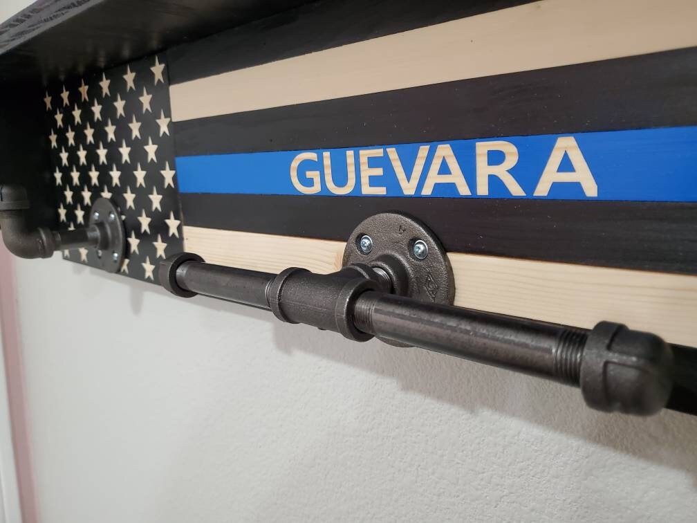 Engraved Personalized Police Gear Rack Thin Blue Line | Etsy