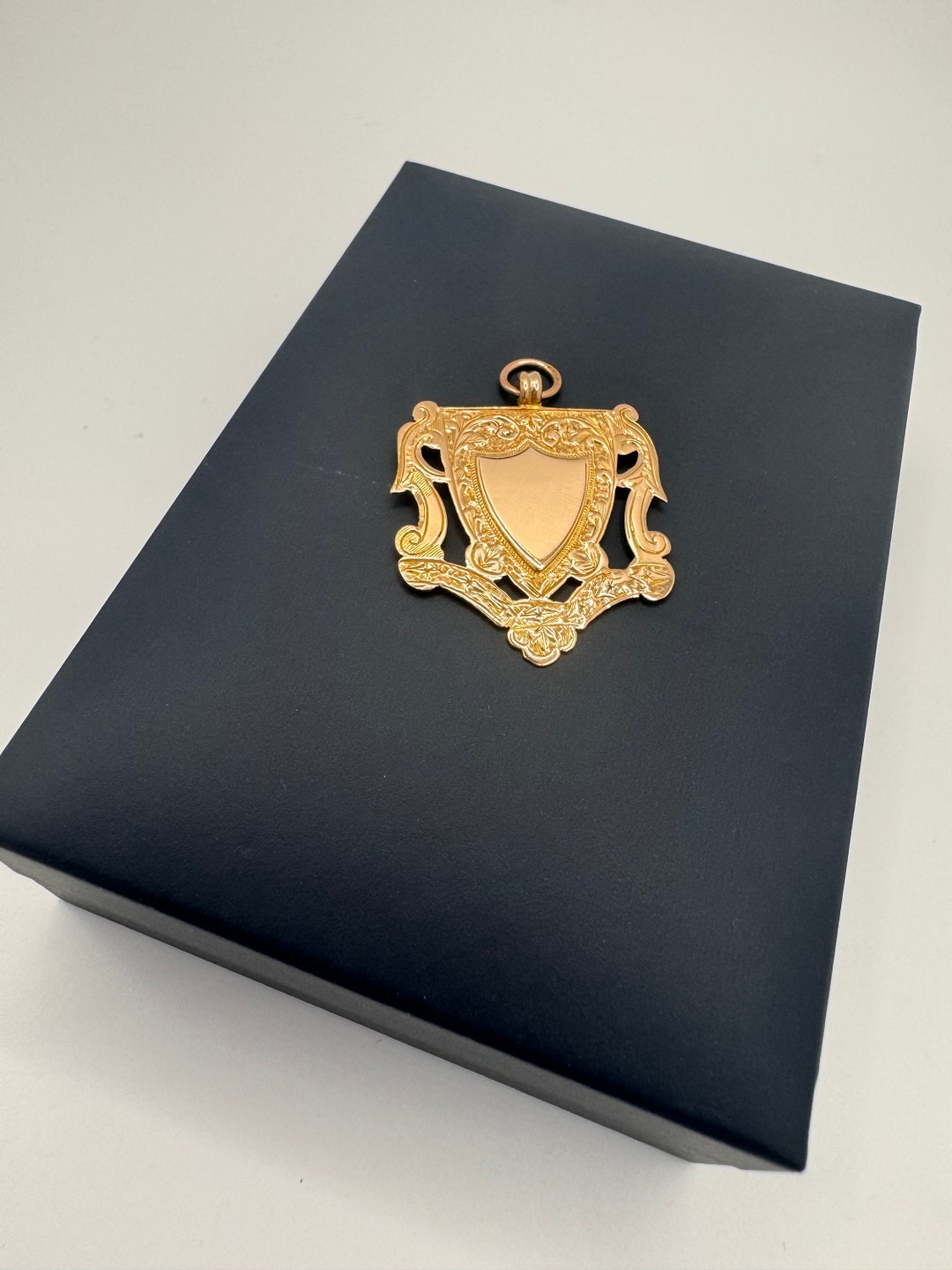 Antique 9ct Gold Shield Fob Pendant - Etsy