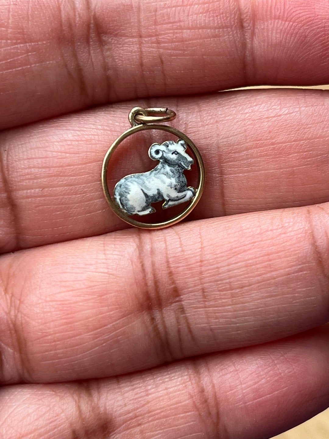 Vintage 9ct Gold Enamelled Aries Zodiac Charm - Etsy