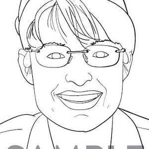 Sarah Palin Printable Coloring Page Activity Sheet Instant Download ...