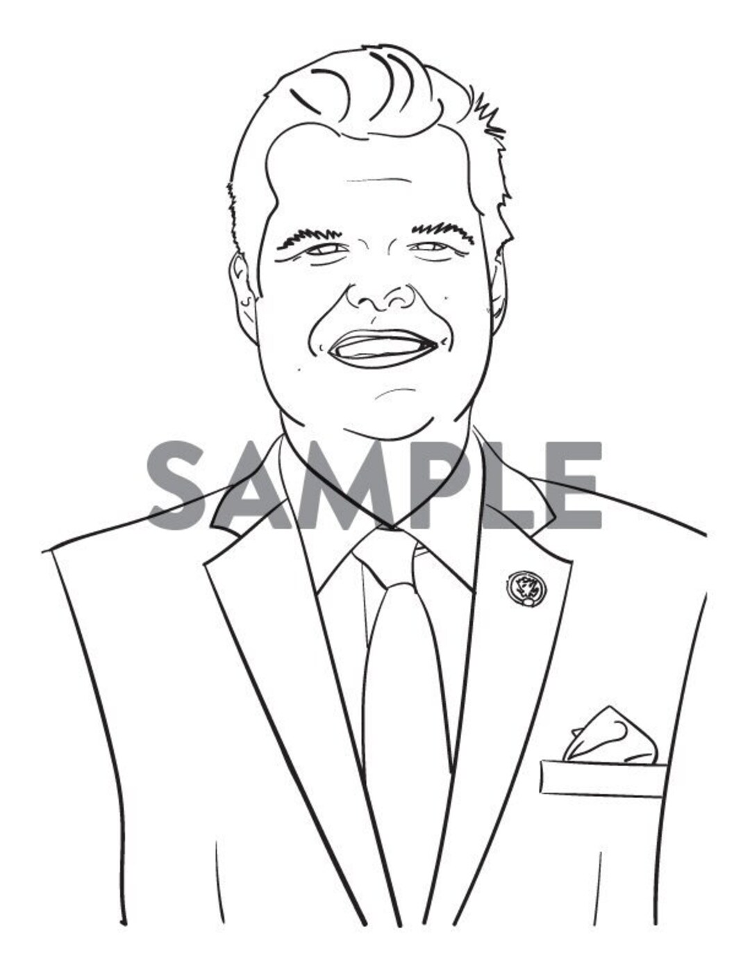 Matt Gaetz Printable Coloring Page Activity Sheet Instant Download ...