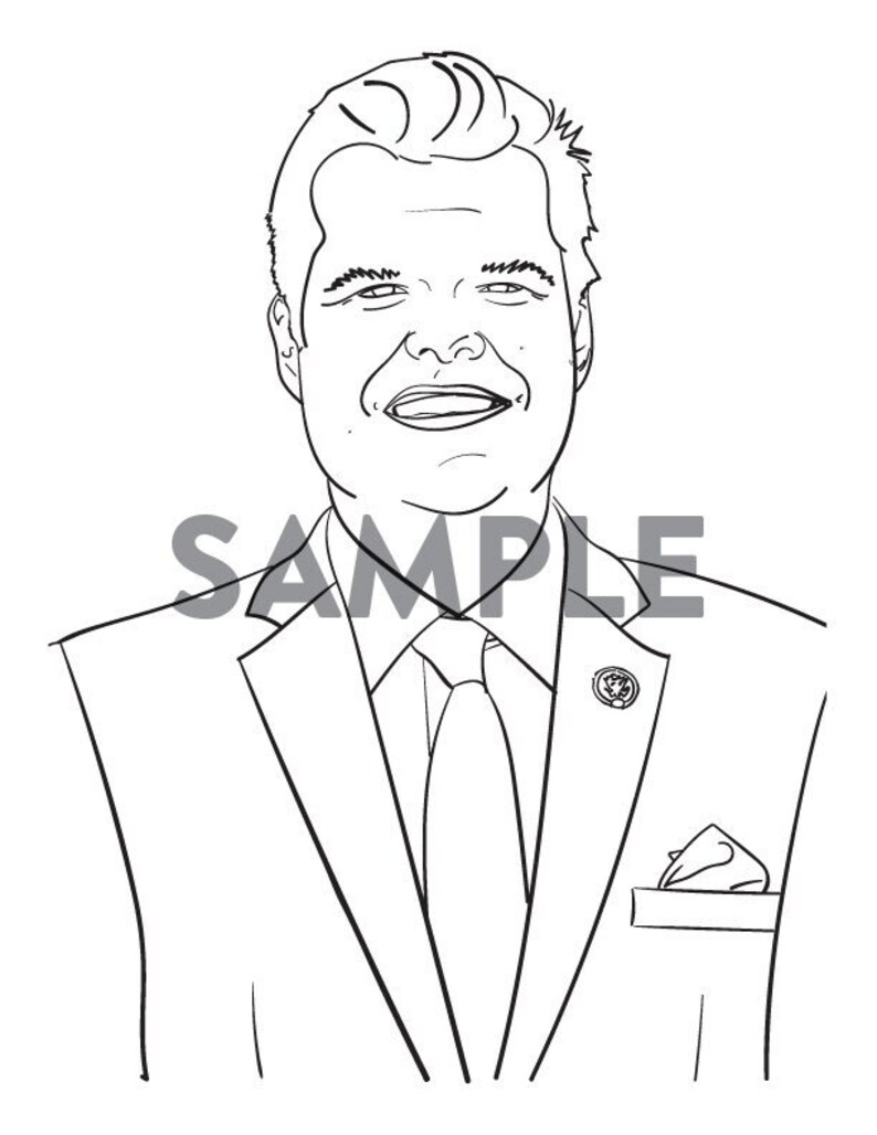 Matt Gaetz Printable Coloring Page Activity Sheet Instant Download ...