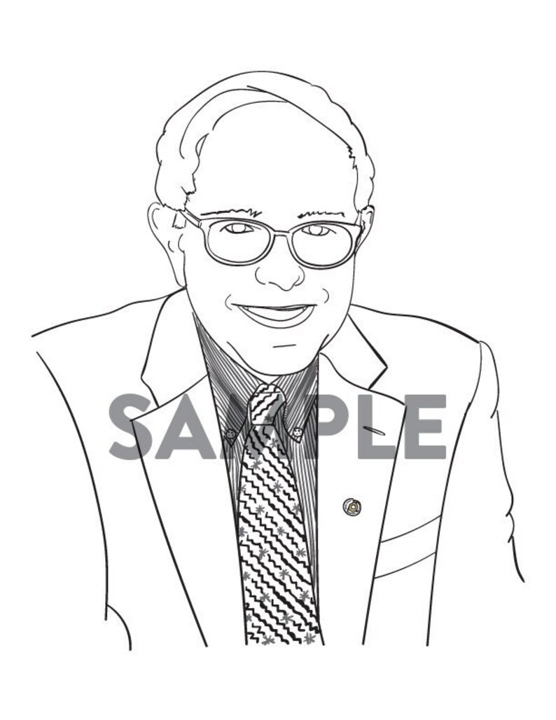 Bernie Sanders Printable Coloring Page Activity Sheet Instant Download ...