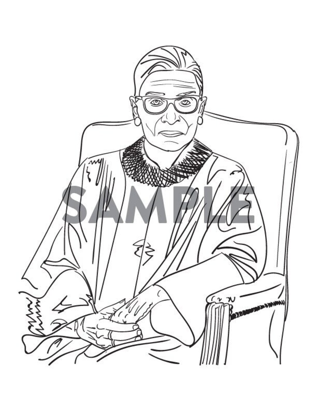 Ruth Bader Ginsburg RBG Printable Coloring Page Activity Sheet Instant ...