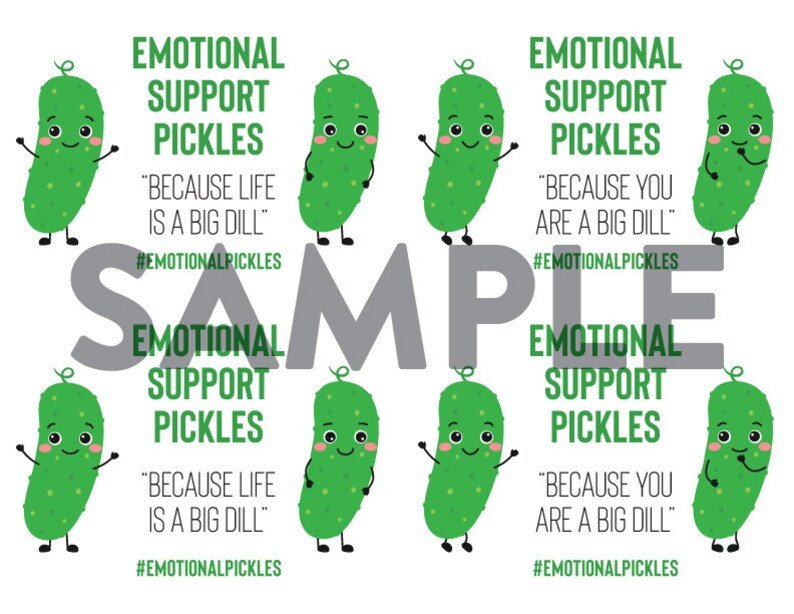 Emotional Support Pickle 4-up 5.5"x4.25" Printable Note Cards - Etsy