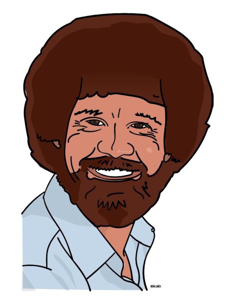 Bob Ross Printable Coloring Page Activity Sheet Instant Download Happy ...