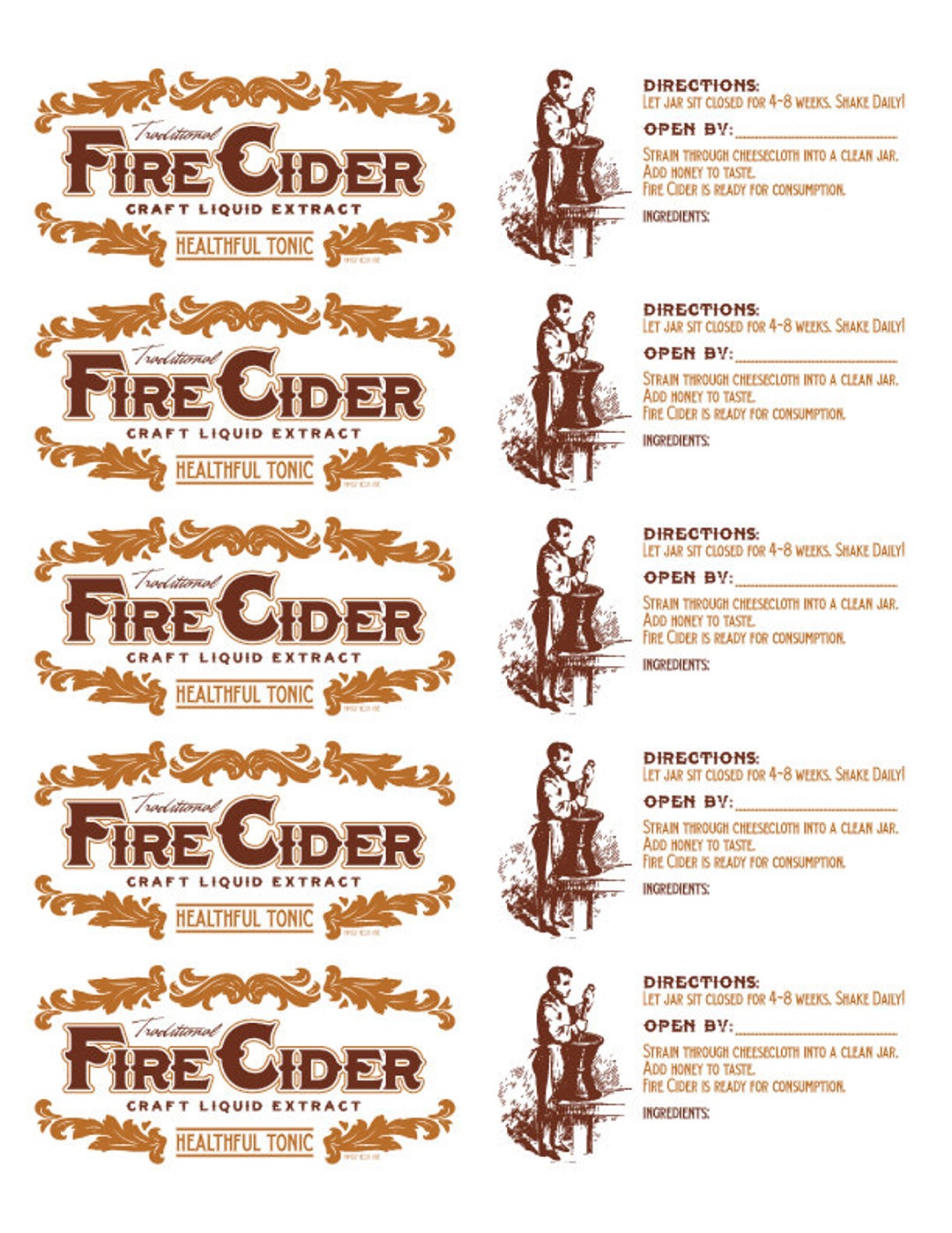 Traditional Fire Cider Labels for Avery 5163 + Post-it 2500-N - Etsy