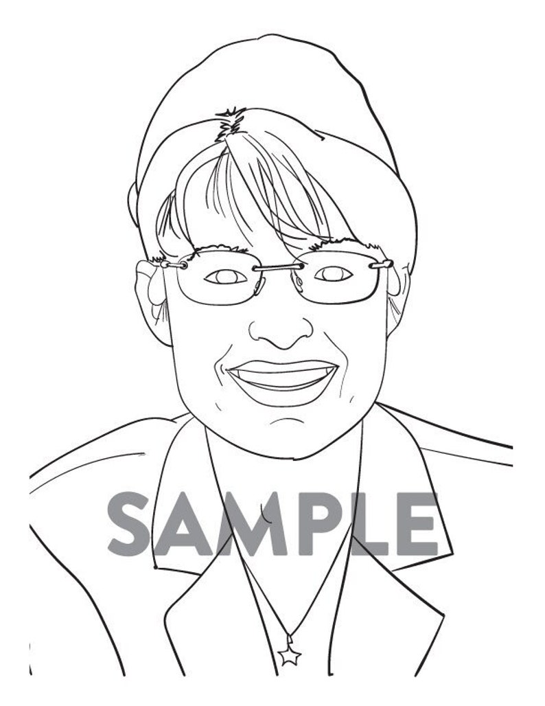 Sarah Palin Printable Coloring Page Activity Sheet Instant Download ...