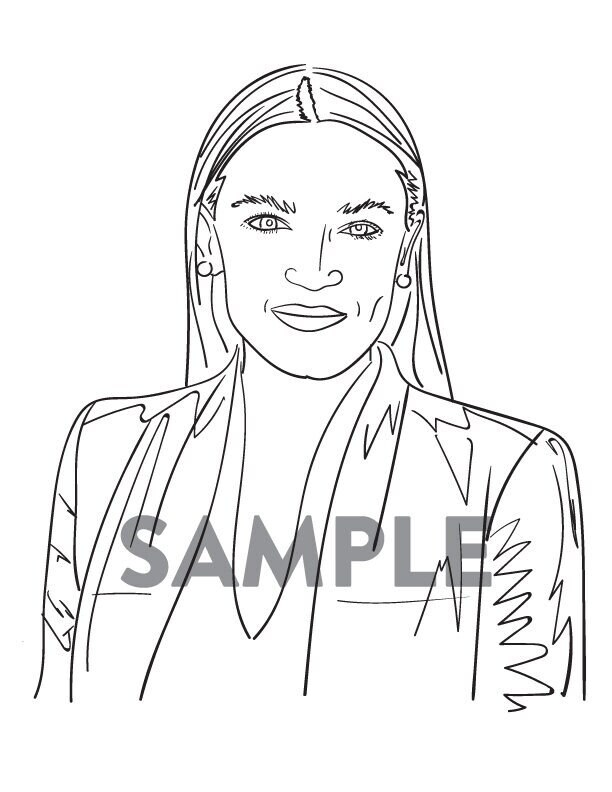 Alexandria Ocasio-cortez Printable Coloring Page Activity Sheet Instant ...