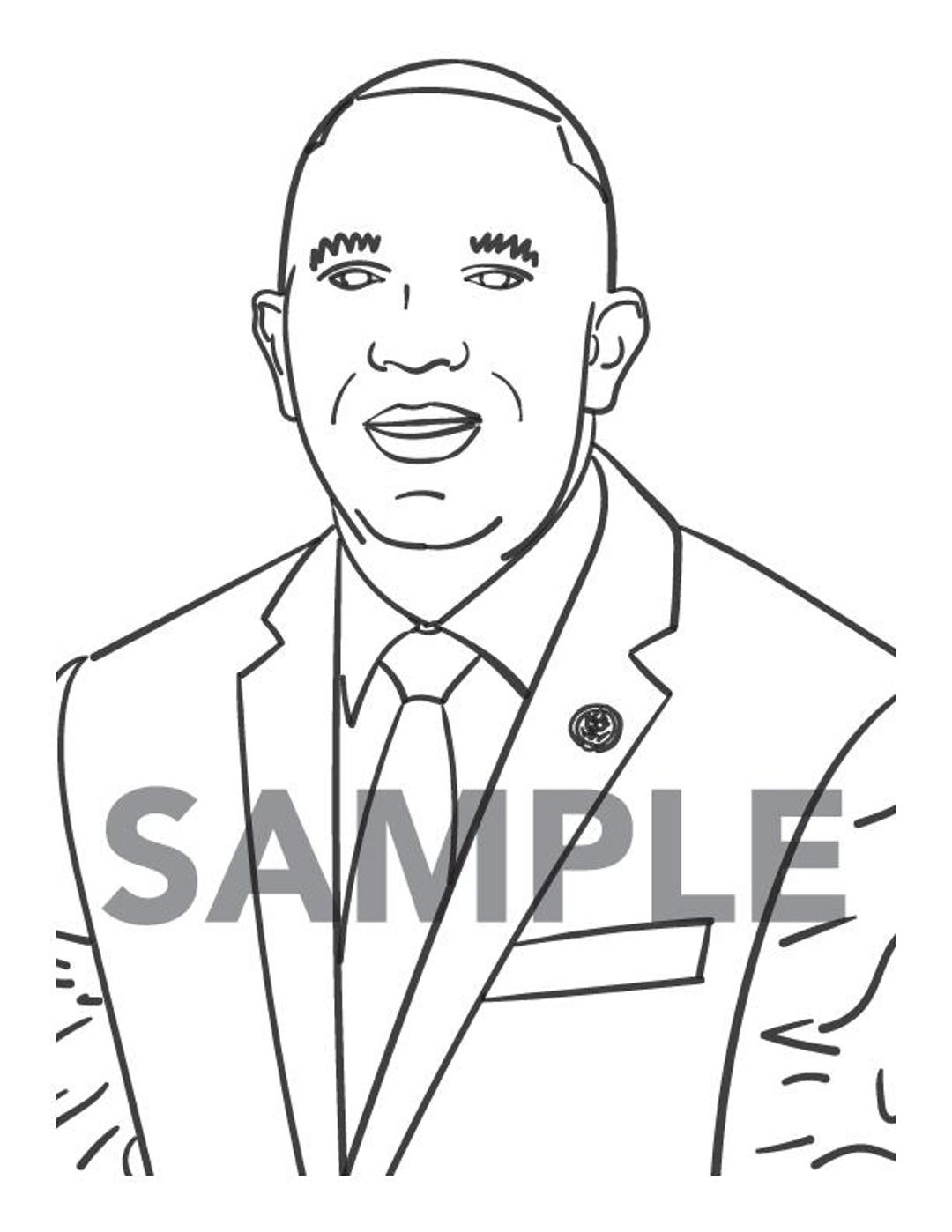 Hakeem Jeffries Printable PDF Coloring Page Homeschool Civics Activity ...